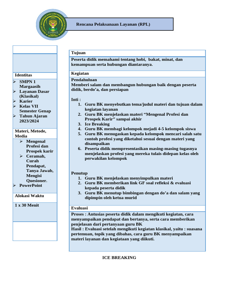 RPL Bidang Karier | PDF