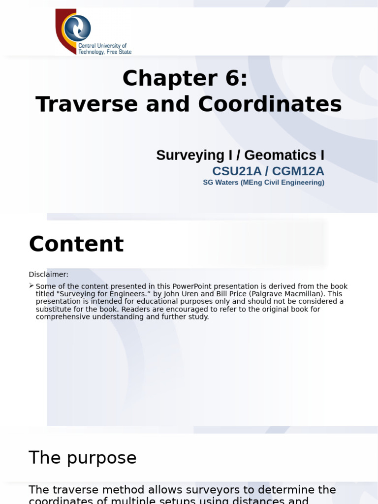 Chapter 5 - Traverse and Coordinates - Lecture Notes | PDF