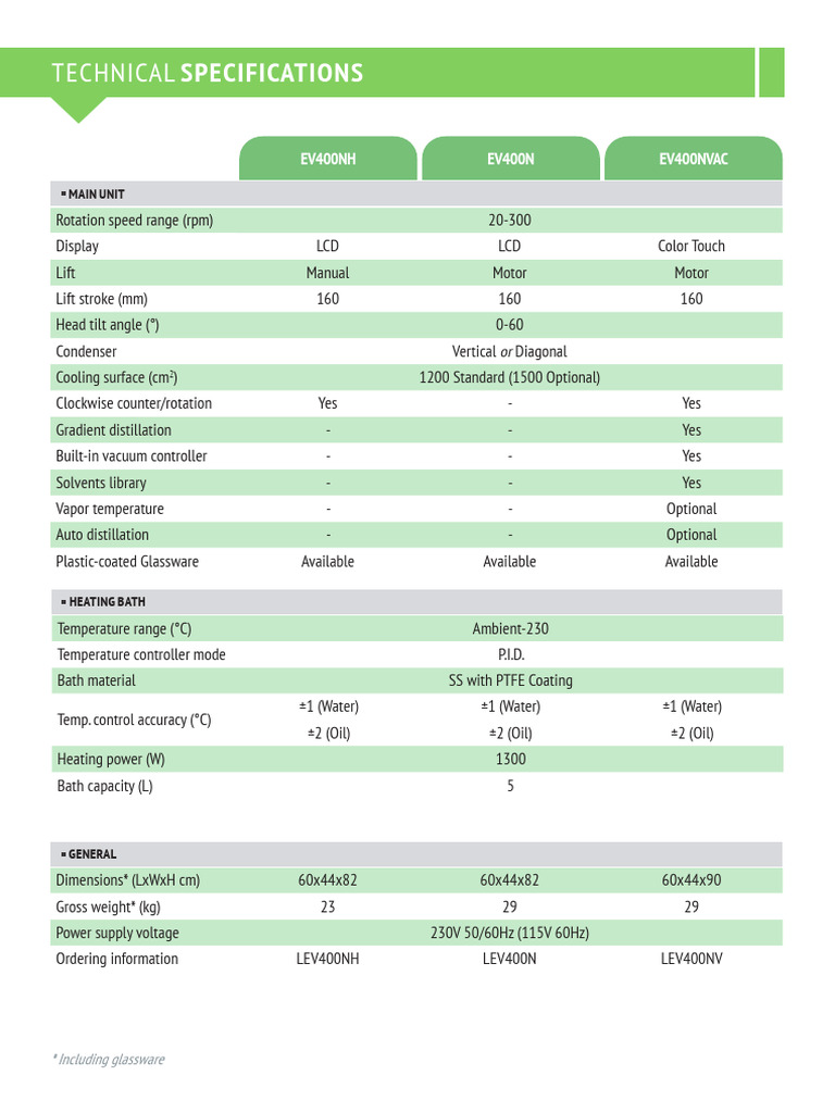 Rotary Evaporator Technical Specifications | PDF