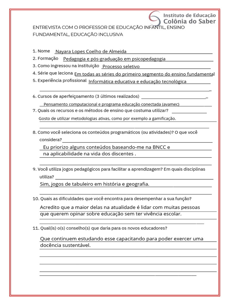 Entrevista Com Professor (Respondida) PDF - 20240912 - 073013 - 0000 | PDF