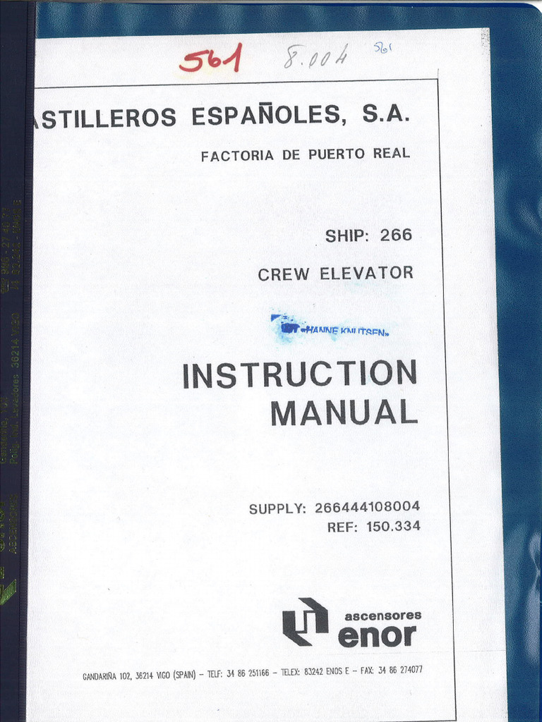 Crew Elevator Instruction Manual | PDF