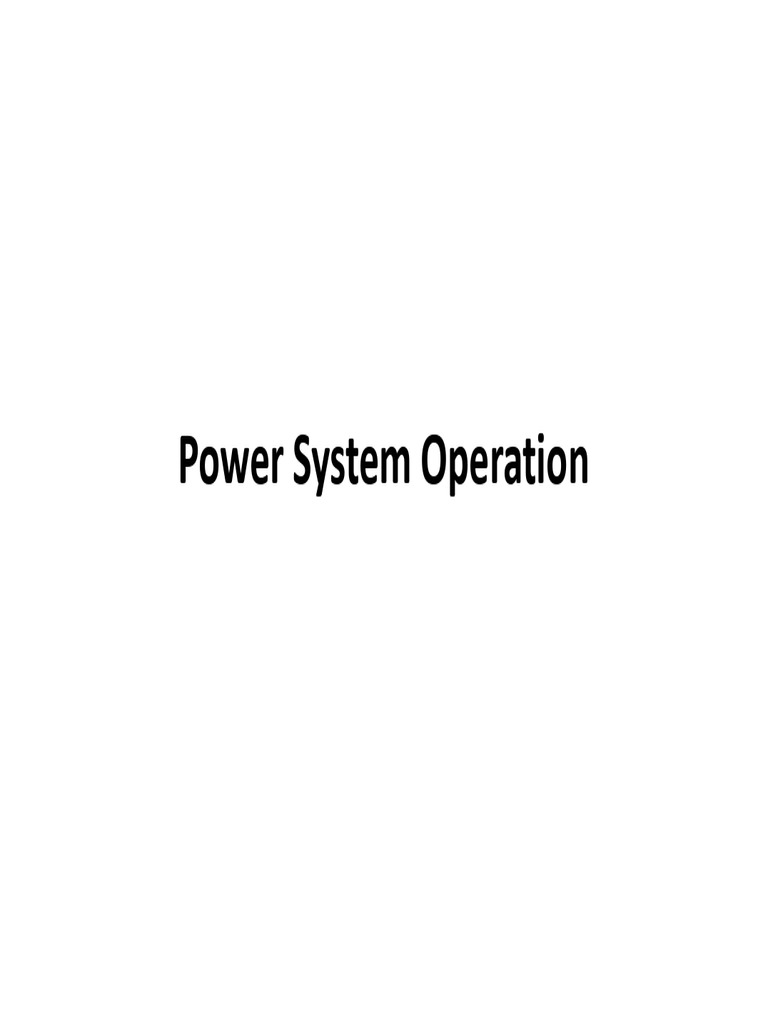 POWER SYSTEM OPERATION | PDF
