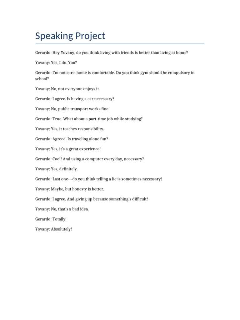 Speaking Project | PDF