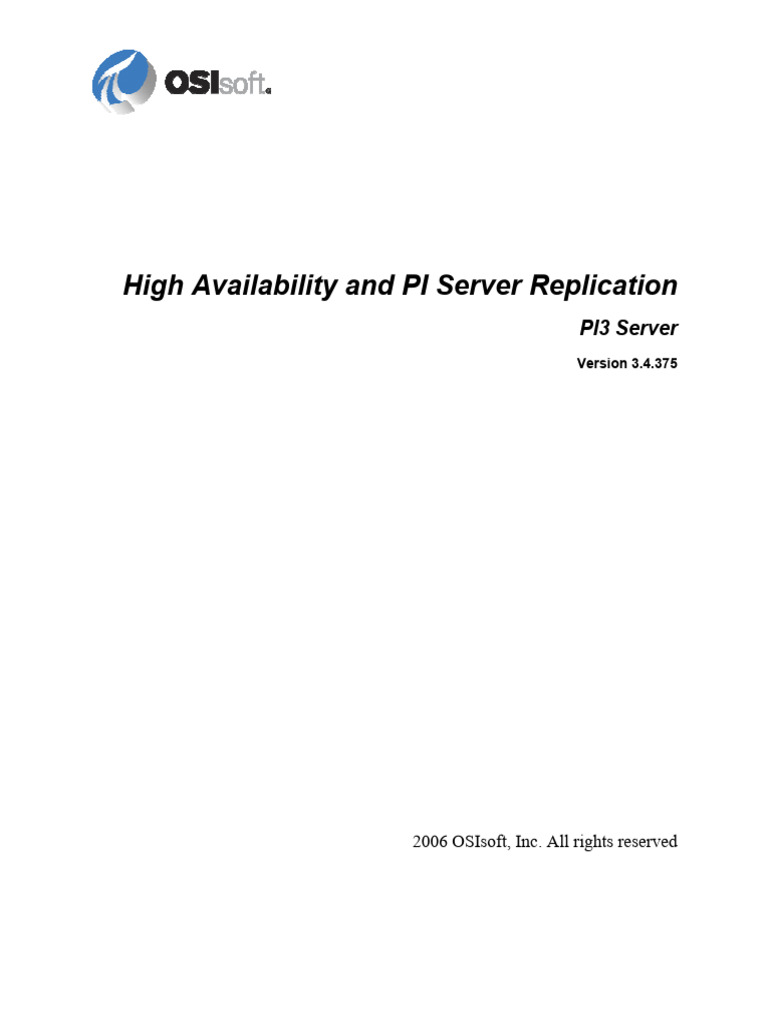 Osi Ha and Pi Server Replication | PDF