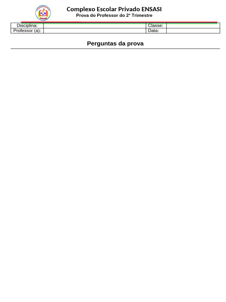 Modelo para Prova 2024-2025 | PDF