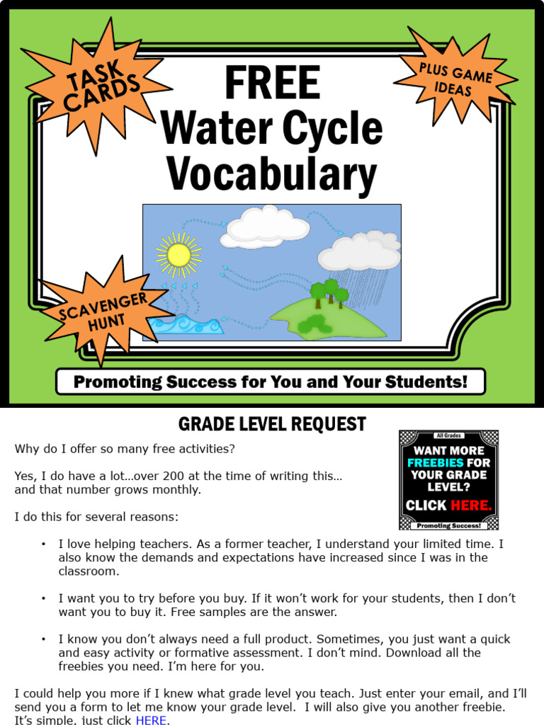 Water Cycle Free Task Cards 2020 | PDF