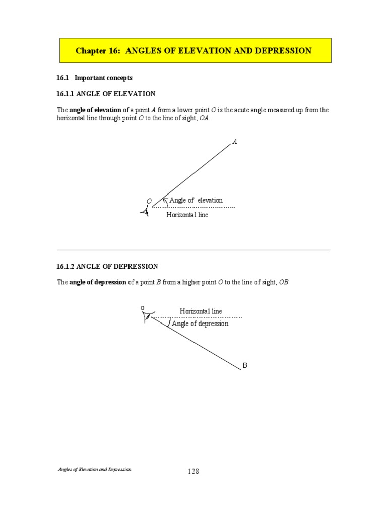 Chapter 16 I Angles of Ele & Depression ENRICH | PDF | Quantity ...