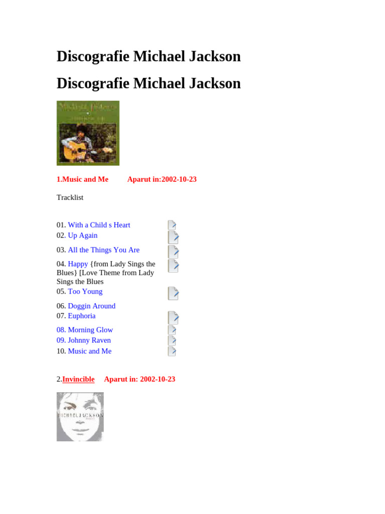 Discografie Michael Jackson | PDF | Michael Jackson | Art
