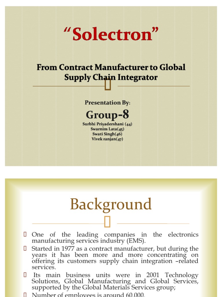 Final Solectron | PDF | Supply Chain | Mergers And Acquisitions