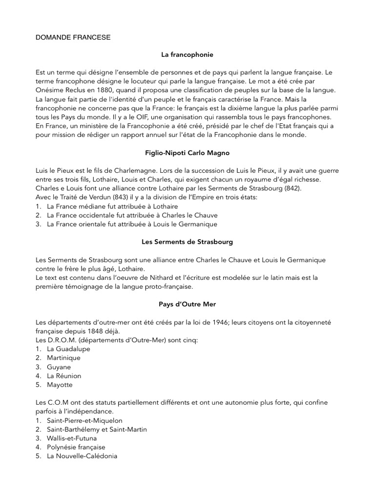 Domande Francese | PDF