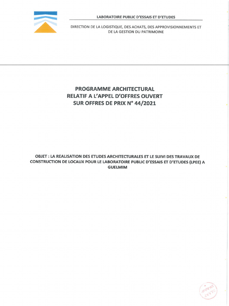 Programme Architectural - AO.O N° 44-2021 | PDF