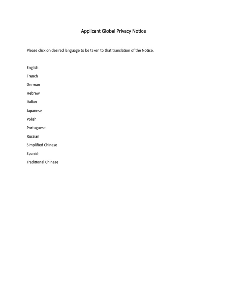 Applicant Global Privacy Notice (All Languages) | PDF