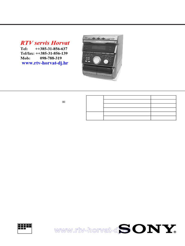 Sony Hi-Fi Model Hcdgrx70 | PDF