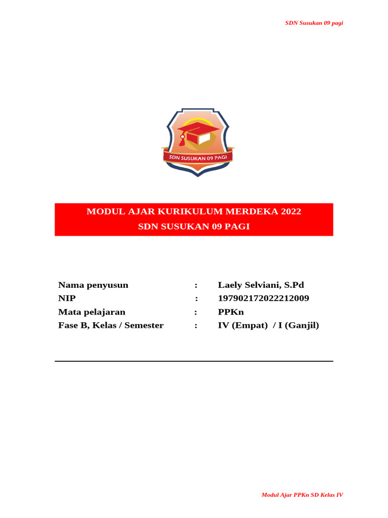 Modul Ajar PPKN BAB 1 KELAS 4 | PDF