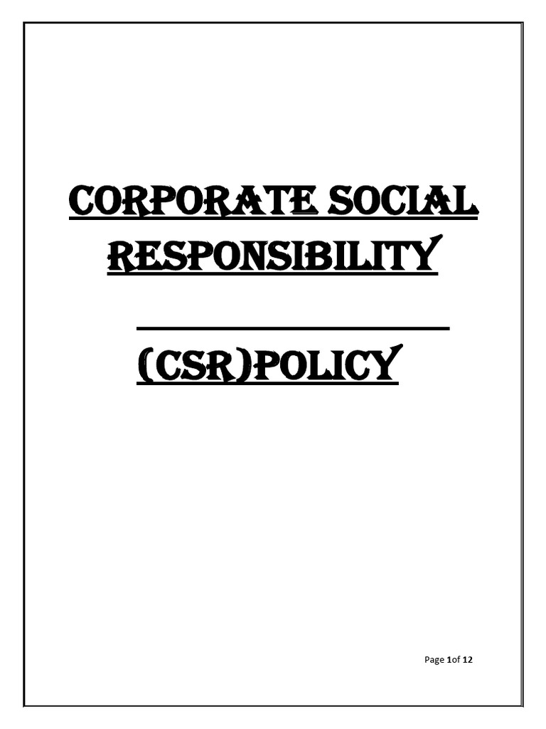 CSR Policy | PDF