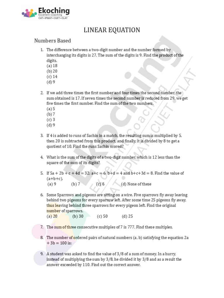 Linear equation | PDF