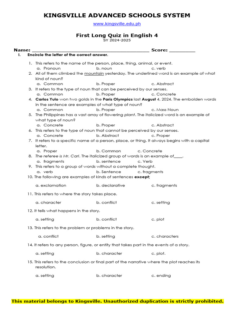 English 4- Flq | PDF | Noun | Sentence (Linguistics)