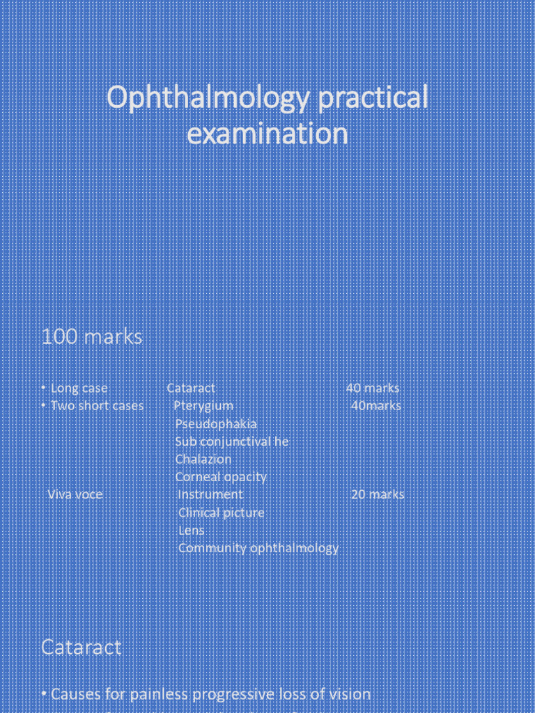 Ophthalmology Practical Examination | PDF