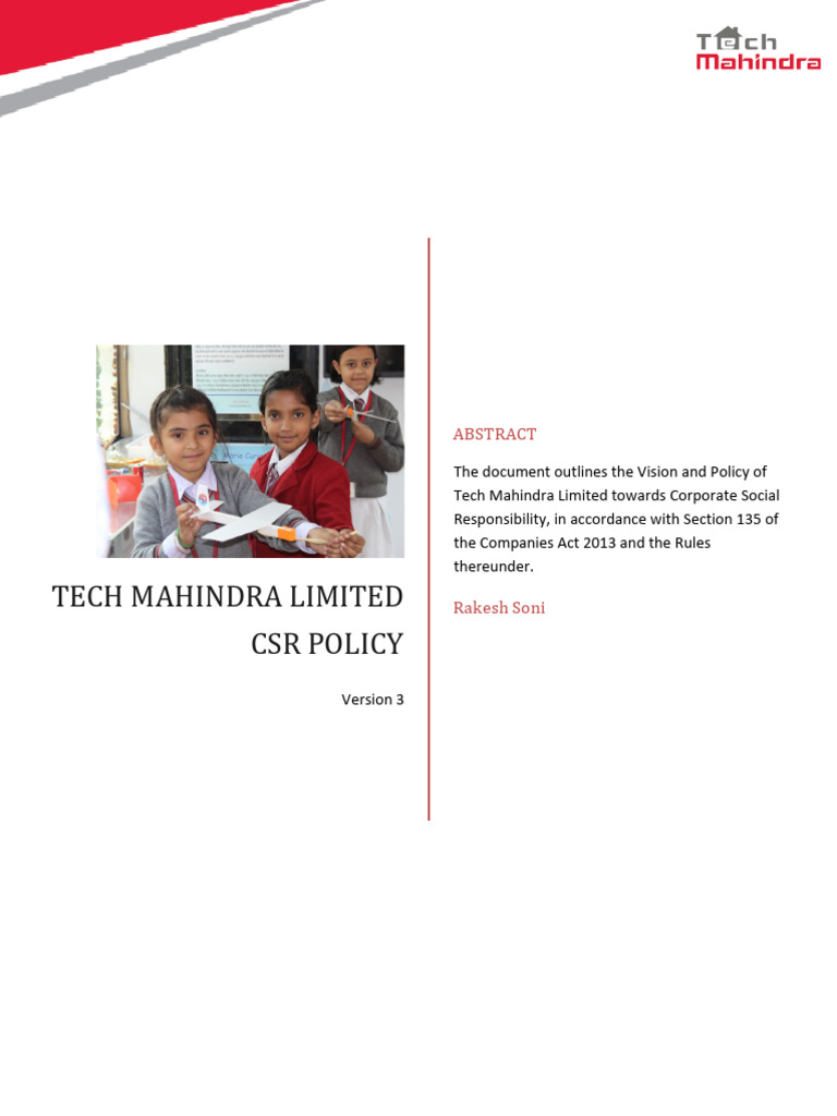 CSR Policy Techm v3 March2021 | PDF