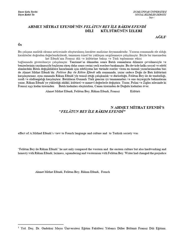 Felatun Bey Iì Le Rakim Efendiì | PDF