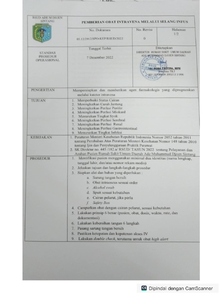 Spo Obat IV Lewat Infus | PDF