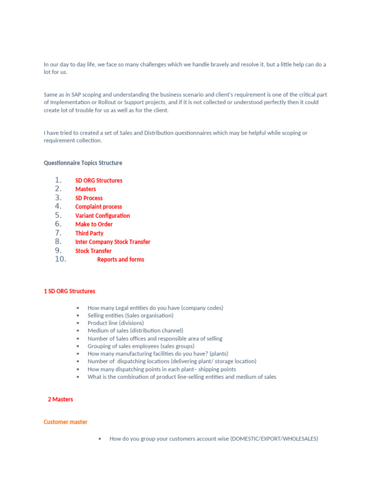 SAP Business Requirement Gathering | PDF