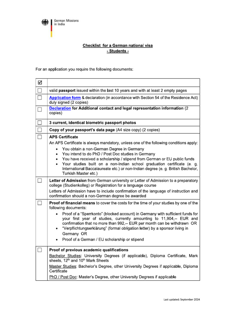 VFS checklist_Official Website | PDF