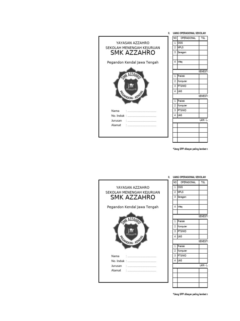 Buku Bayar SPP SMK Azz | PDF