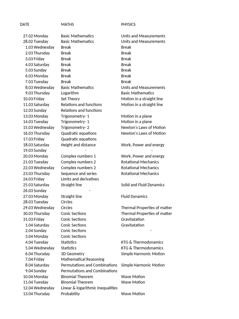 Study Timetable | PDF