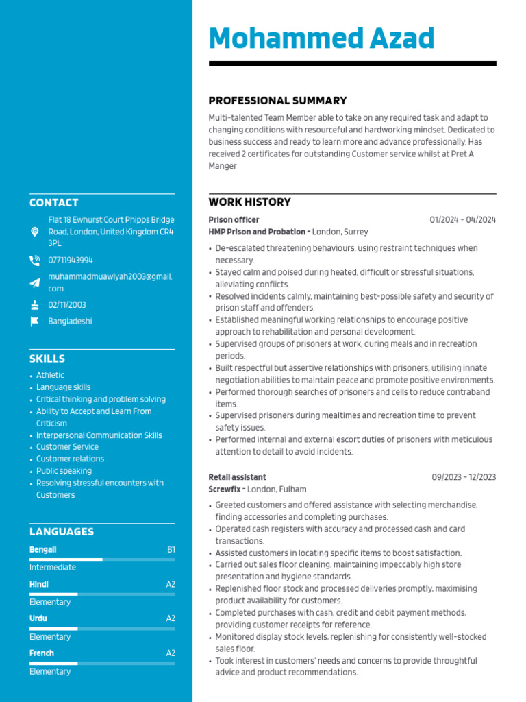 Mohammed Azad CV | PDF