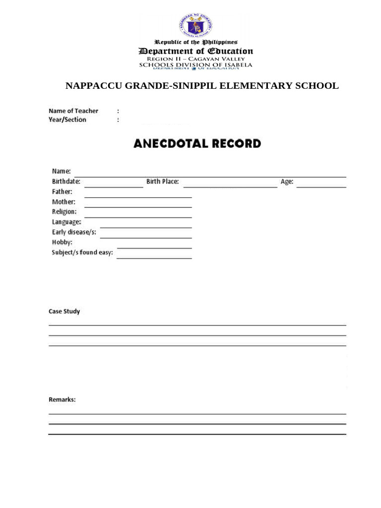 Anecdotal Record | PDF Anecdotal Record | PDF