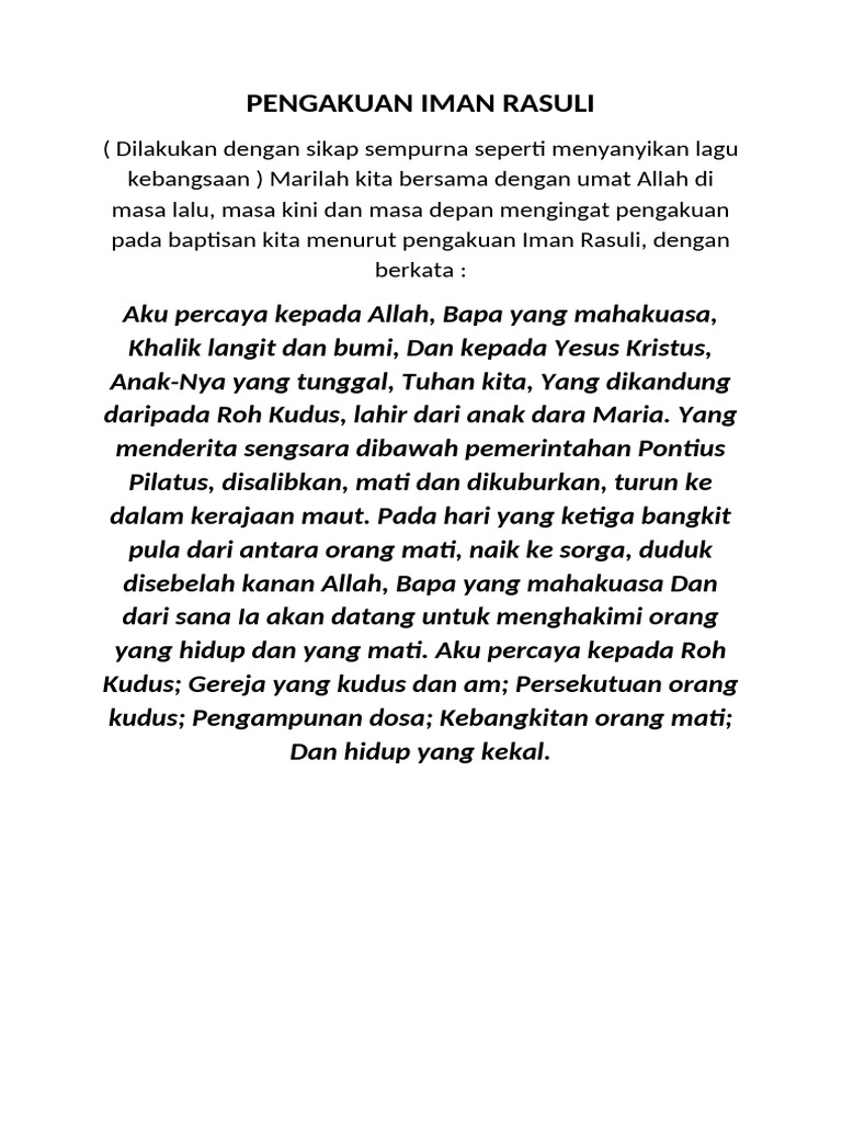 Pengakuan Iman Rasuli | PDF