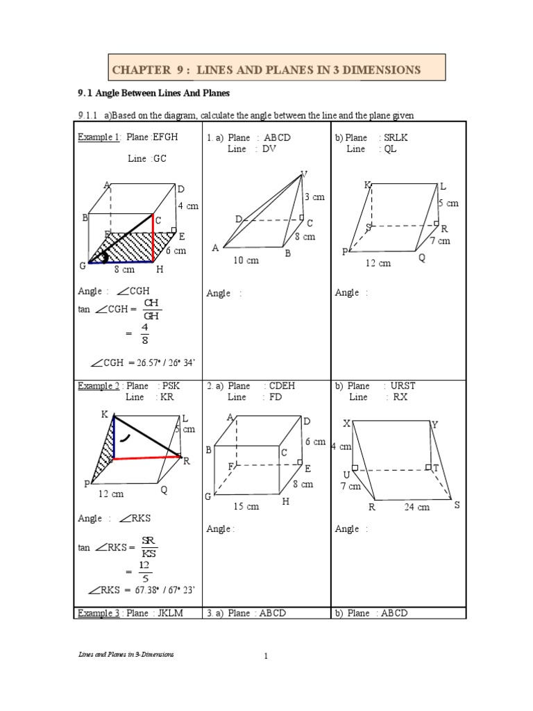 Chapter 9 II Lines & Planes in 3D ENHANCE | PDF | Rectangle | Euclid