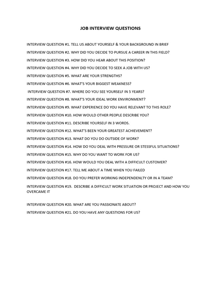 Job Interview Questions | PDF
