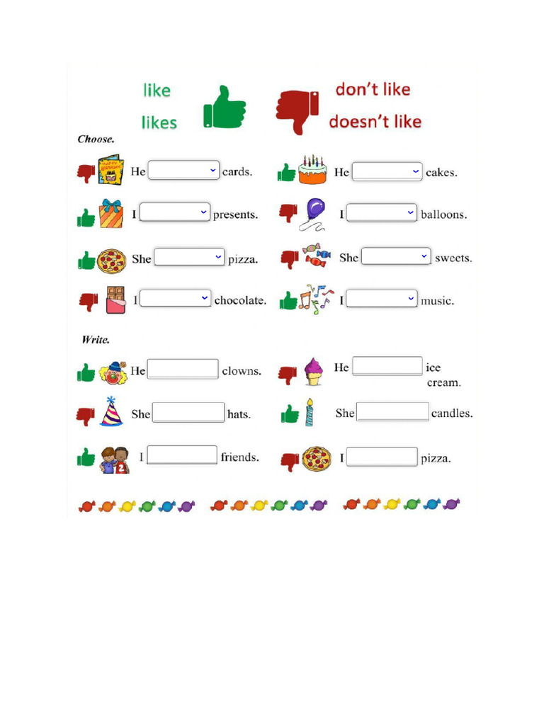 Latihan English Like Likes | PDF