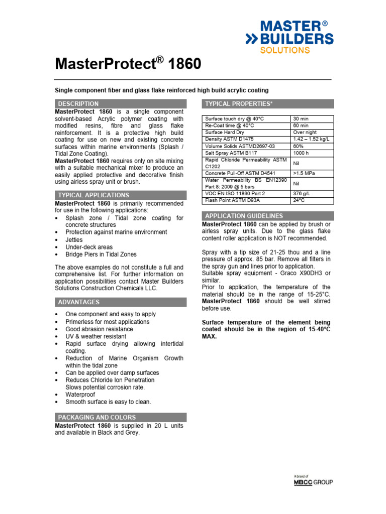 Masterprotect 1860 Tds | PDF