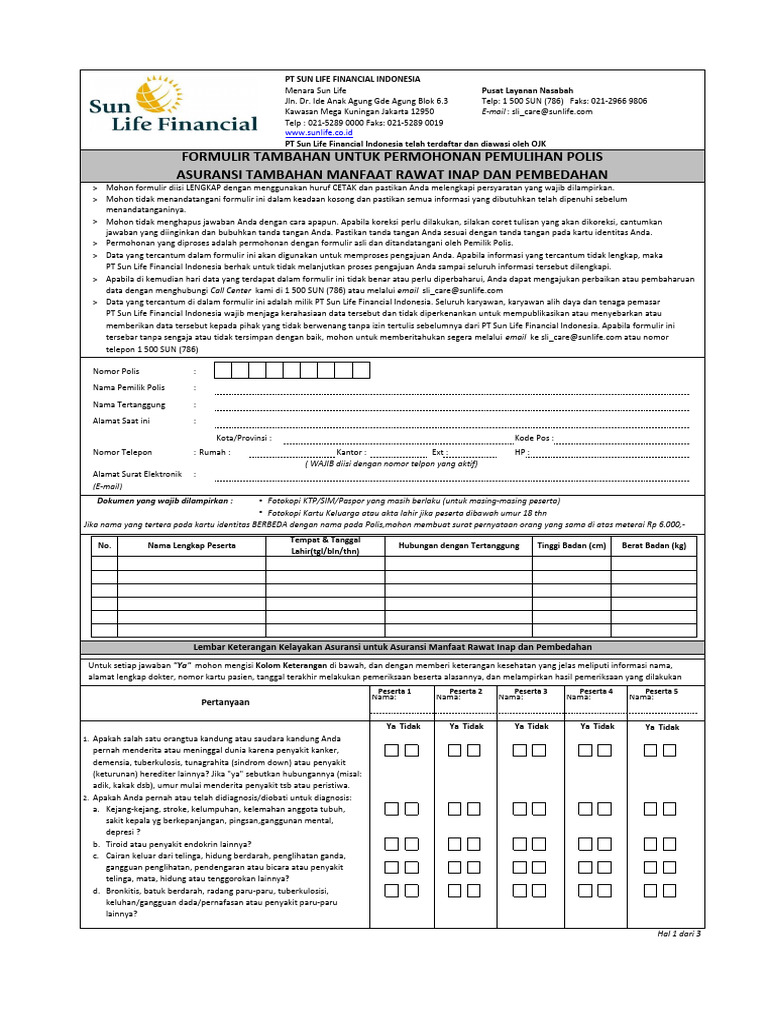 Form Reinstatement-HIR-SLFI | PDF