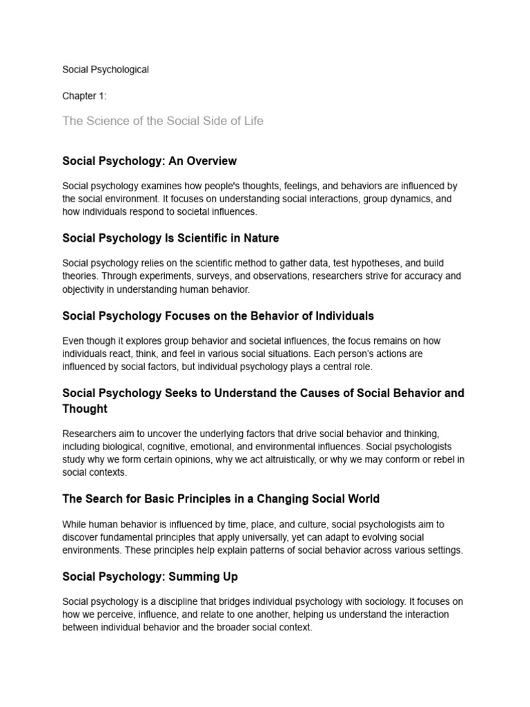 Social Psychology Notes | PDF