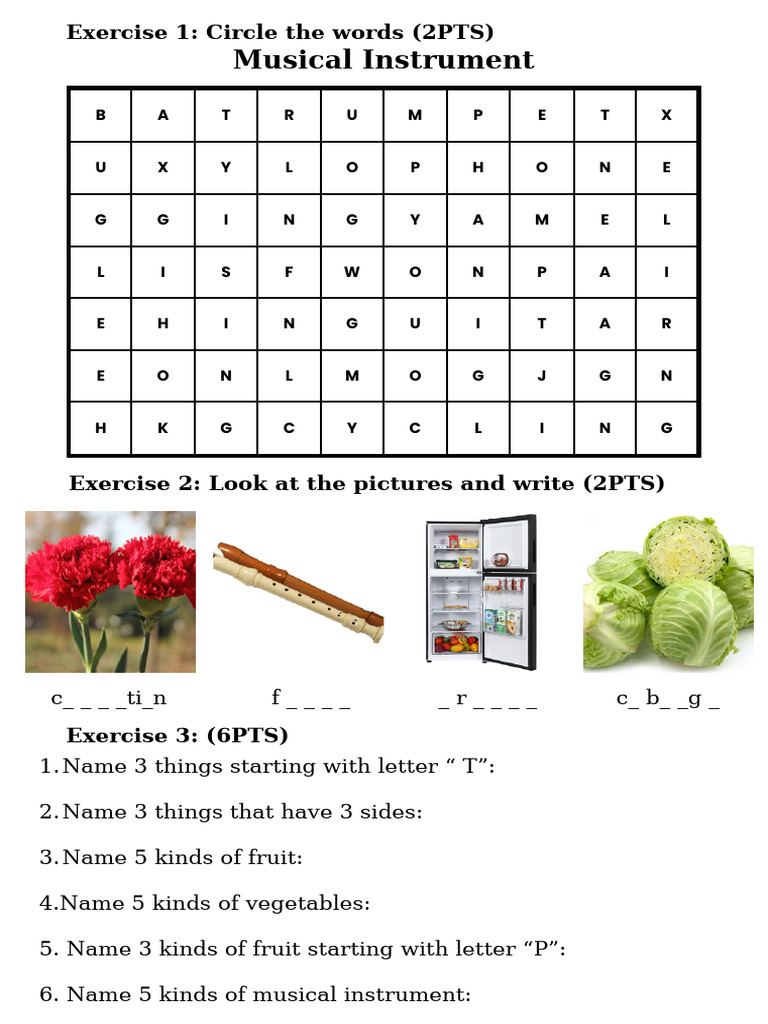 Exercise 1 Circle the Words | PDF