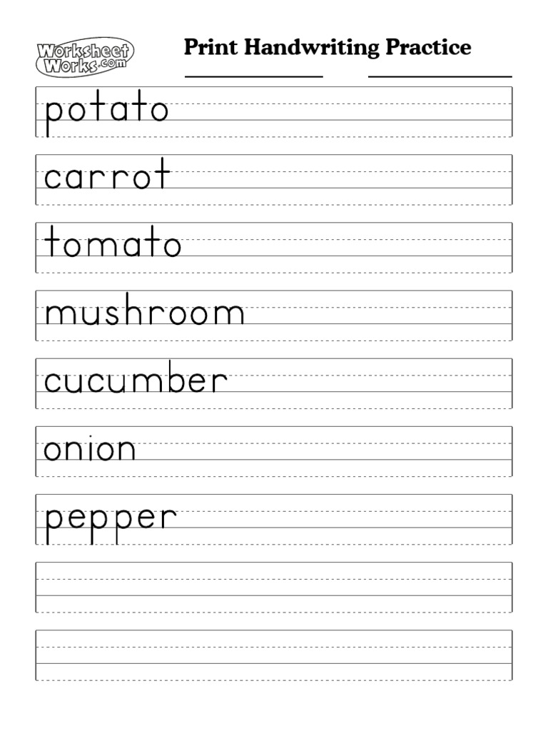 WorksheetWorks Print Handwriting Practice 1 | PDF