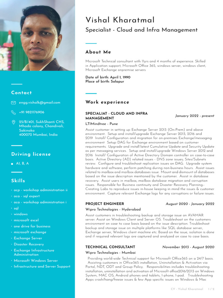 Vishal Kharatmal CV | PDF