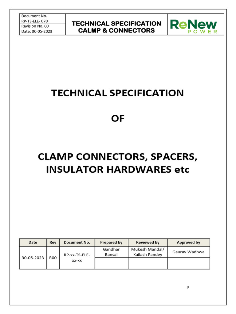 Specification Clamp Connector & Hardwares R04 | PDF