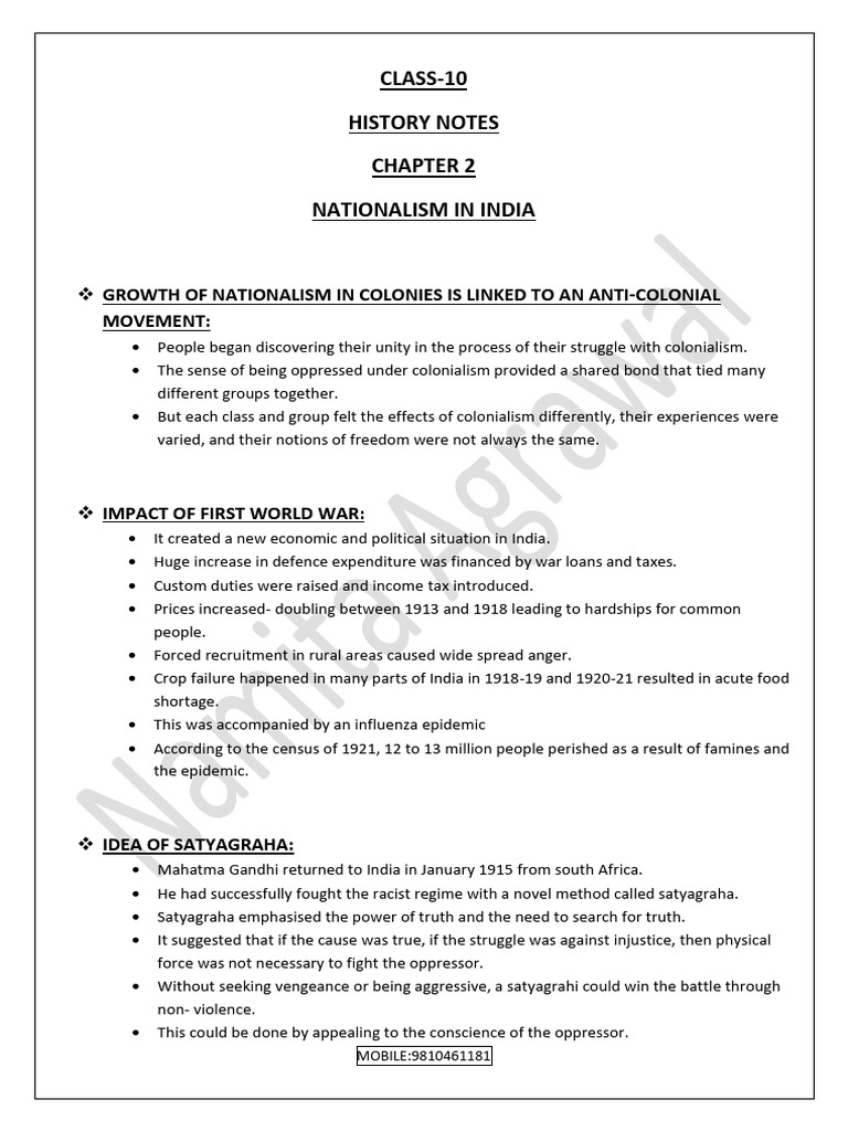 Class 10 History Ch-2 Nationalism in India Notes | PDF