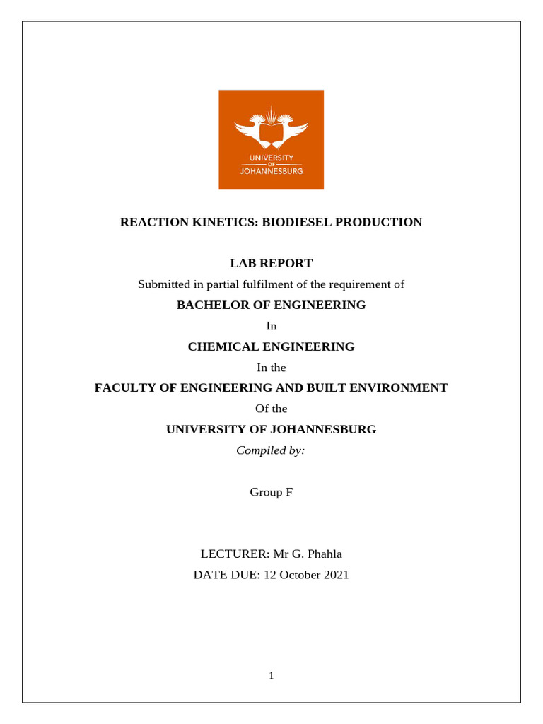 Molote MM Reaction Kinetics Lab Report (Final) | PDF