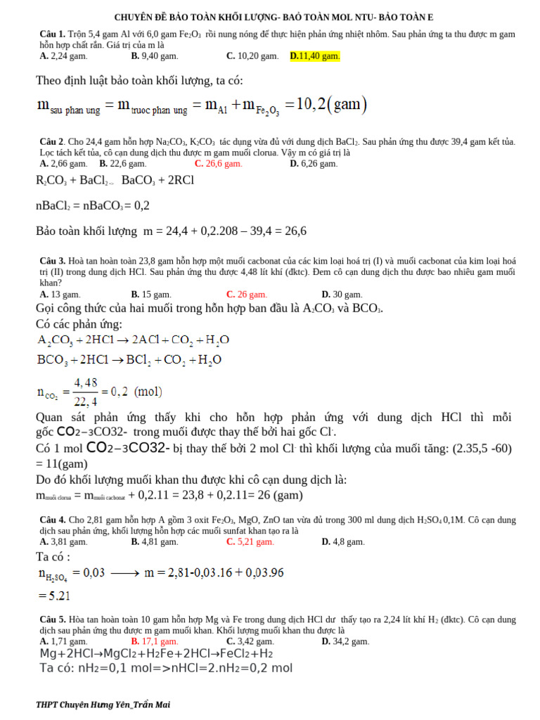 Bao Toan Khoi Lư NG Cho L P 10 | PDF