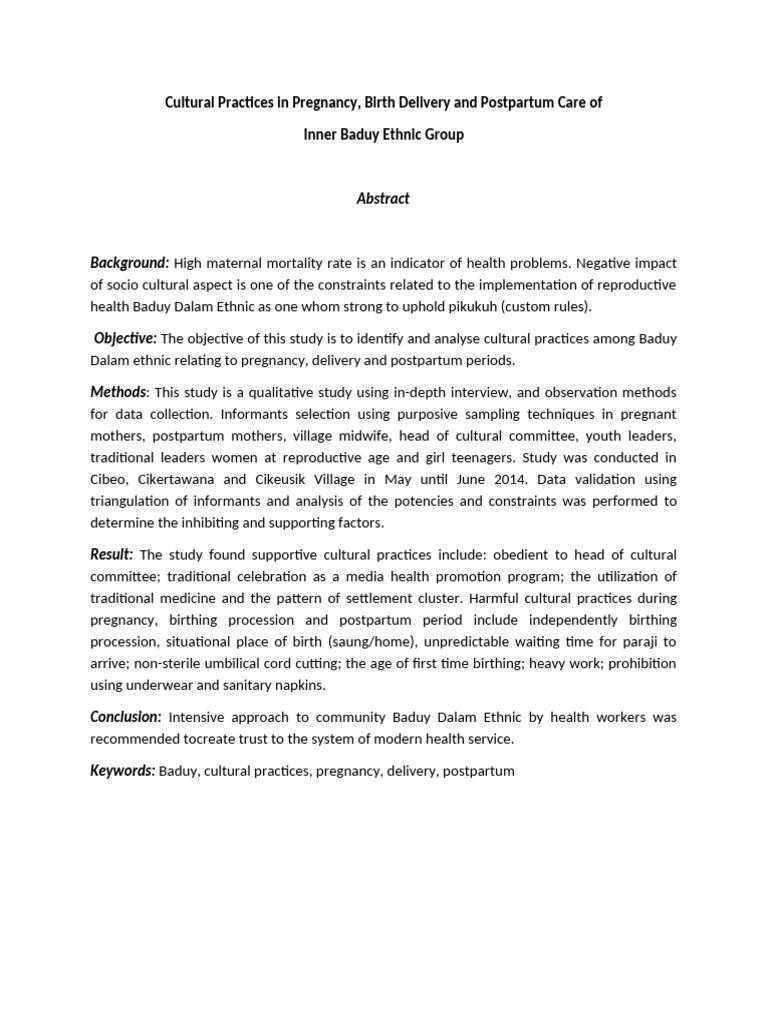 Cultural Practices in Pregnancy | PDF