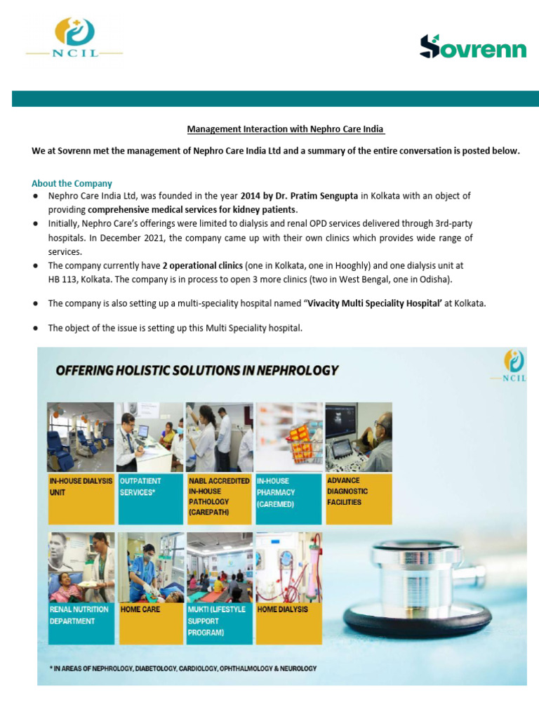 Management Meet With Nephro Care India LTD | PDF