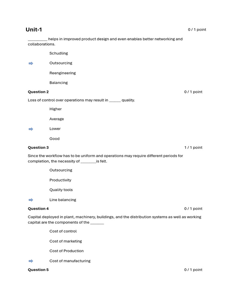 Production and Operations Management-MCQ-1 | PDF