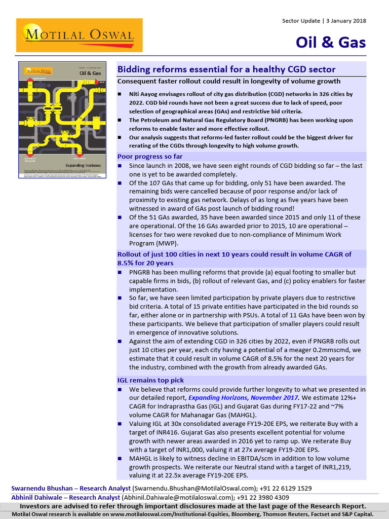 Oil & Gas: Bidding Reforms Essential For A Healthy CGD Sector | PDF