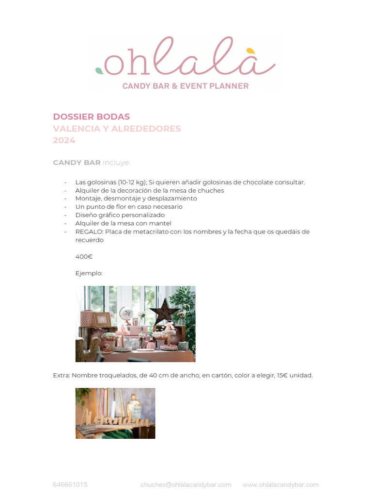 Dossier Bodas Ohlala Candy Bar-2024 | PDF